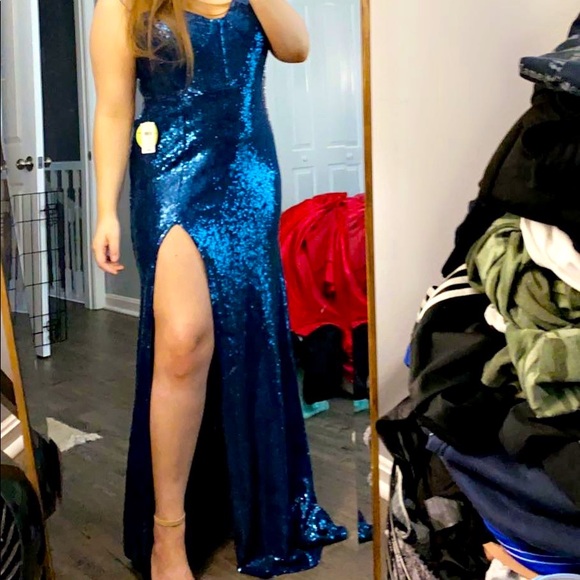 Windsor | Dresses | Navy Blue Sequin Prom Dress | Poshmark